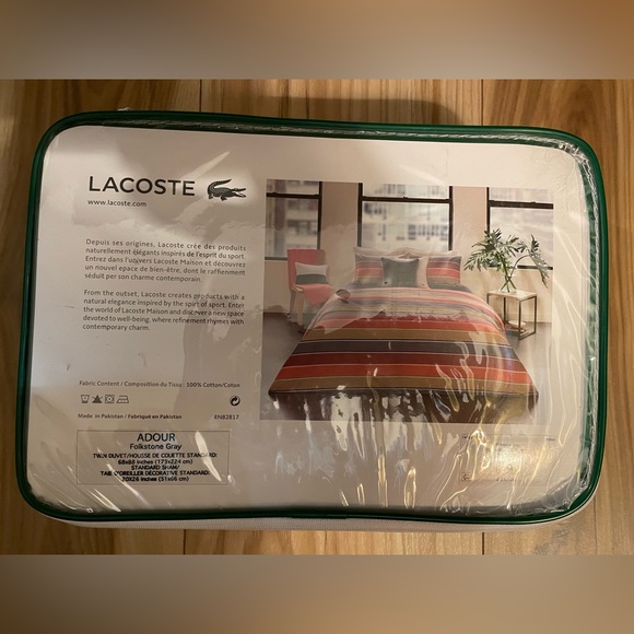 Lacoste | Bedding | Nwt Lacoste Twin Duvetsham Set Folkstone Gray 0 ...